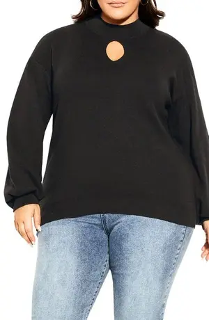 City Chic Keyhole Mock Neck Sweater