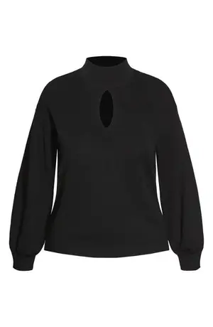 City Chic Keyhole Mock Neck Sweater