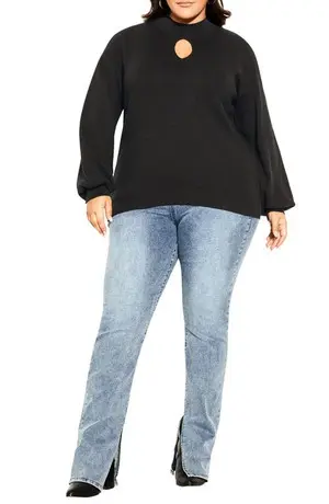 City Chic Keyhole Mock Neck Sweater