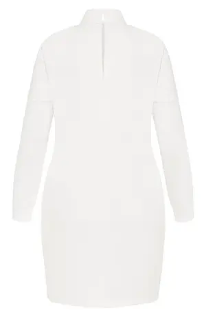 City Chic Long Sleeve Mini Dress With Wrap Neck