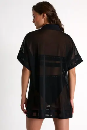 Shan Mesh Shirt Dress With Mosaic Cutouts