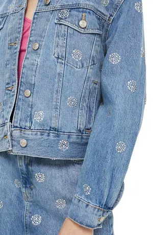 Topshop Diamante Sport Denim Jacket