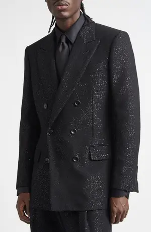 TOM FORD Sequin Light Double Breasted Wool Blend Bouclé Blazer