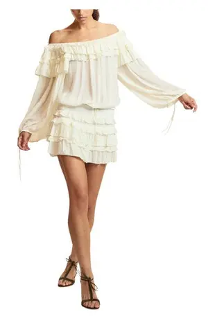 Cynthia Rowley Off-the-shoulder Ruffle Blouse - Off White