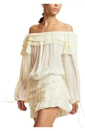 Cynthia Rowley Off-the-shoulder Ruffle Blouse - Off White