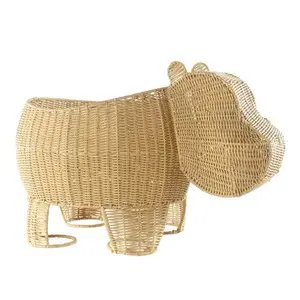 KAPLAN EARLY LEARNING COMPANY Hippo Washable Wicker Floor Basket - Brown