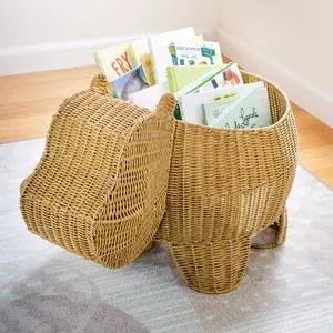 KAPLAN EARLY LEARNING COMPANY Hippo Washable Wicker Floor Basket