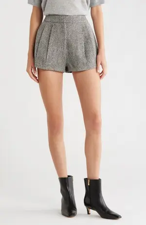 Astr The Label Sorine Herringbone Wool Blend Shorts