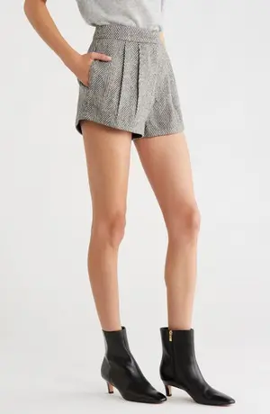 Astr The Label Sorine Herringbone Wool Blend Shorts