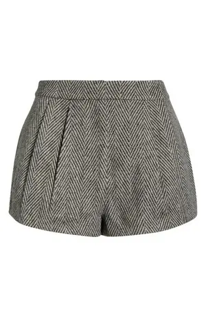 Astr The Label Sorine Herringbone Wool Blend Shorts