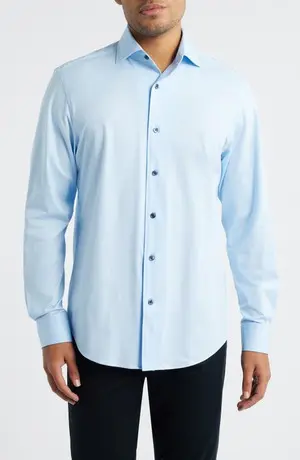 Bugatchi James Ooohcotton® Solid Button-up Shirt - Sky