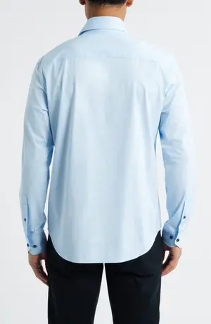 Bugatchi James Ooohcotton® Solid Button-up Shirt - Sky