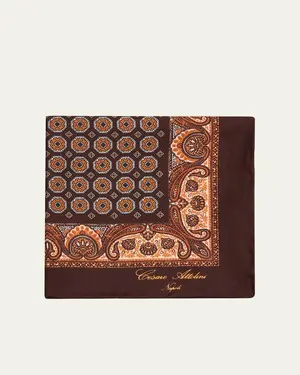 Cesare Attolini Medallion Silk Pocket Square - 006