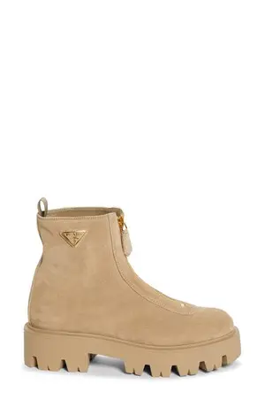 Prada Zip Front Lug Bootie