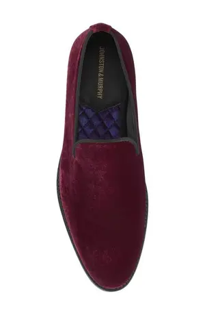 Johnston & Murphy Gavney Velvet Slip-on Loafer - Burgundy Velvet