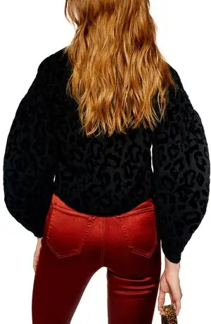 Topshop Sequin Embellished Leopard Print Sweater