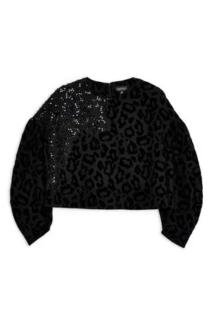 Topshop Sequin Embellished Leopard Print Sweater