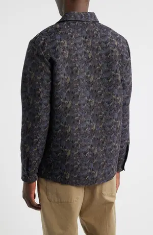 WAX LONDON Whiting Camo Jacquard Recycled Cotton-blend Shirt Jacket - Navy