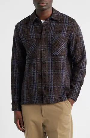 WAX LONDON Whiting Plaid Recycled Cotton-blend Shirt Jacket - Brown/blue