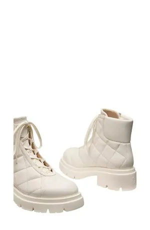 STUART WEITZMAN Hudson Quilted Lug Sole Bootie - Cream