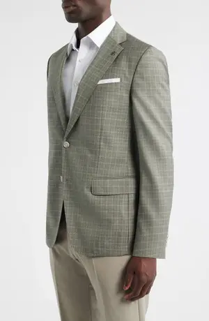 BOSS Hutson Plaid Wool Sport Coat - Medium Green