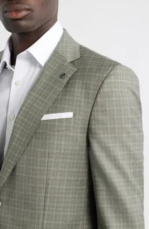 BOSS Hutson Plaid Wool Sport Coat - Medium Green