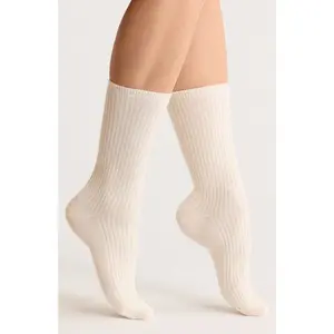 Nordstrom Ribbed Merino Wool Blend Crew Socks - Ivory