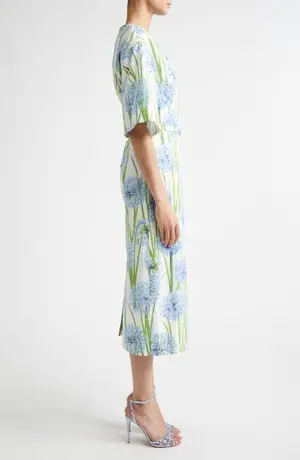 Oscar De La Renta Allium Cotton Stretch Poplin Belted Midi Dress