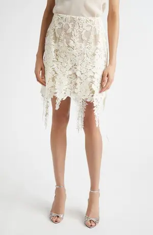 Oscar De La Renta Foxgloves Guipure Lace Miniskirt - Ivory