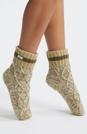 UGG Deedee Fleece Lined Quarter Socks - Burnt Olive/muted Brass Melang