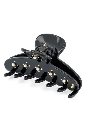 Alexandre De Paris Swarovski Faux Pearl And Crystal Claw Clip - Black