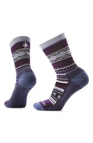 Smartwool Everyday Cozy Snowed In Crew Socks - Chalk Violet