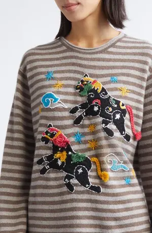 YANYAN Lunar New Year Horse Embroidered Sweater