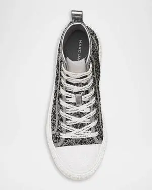 Marc Jacobs Sequined High-top Sneakers - Silver