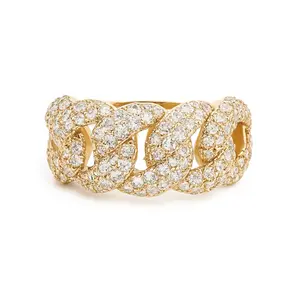 ANCONA JEWELRY 14k Gold 1.84ct Lab Grown Diamond Cuban Link Ring - Yellow