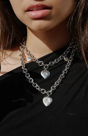 RIMOR JEWELRY Mini Heart Pin Chain Necklace