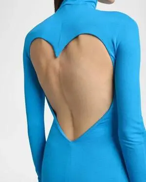 Alaïa Heart Cutout Turtleneck Maxi Dress - Turquoise