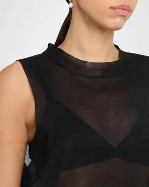 ZANKOV Molly Sequined-hem Mesh Maxi Dress - Black