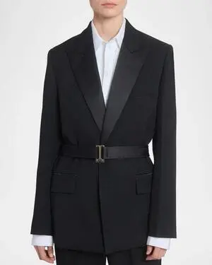 Victoria Beckham Belted Tailored Blazer Jacket - Black