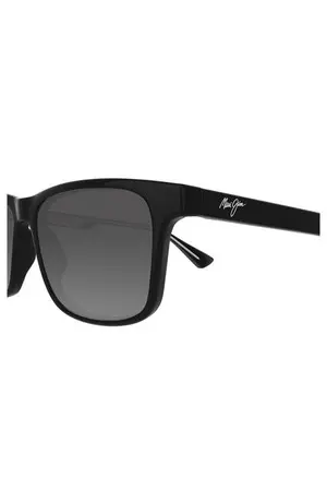 Maui Jim Okina 55mm Polarized Rectangular Sunglasses - Black