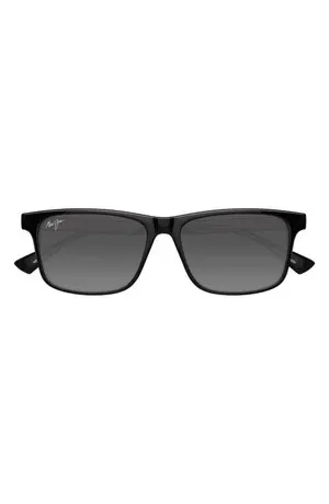 Maui Jim Okina 55mm Polarized Rectangular Sunglasses Black