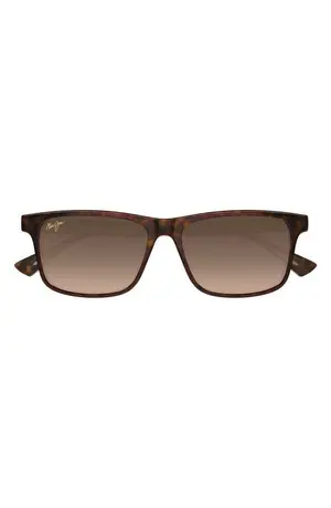 Maui Jim Okina 55mm Polarized Rectangular Sunglasses - Tortoise