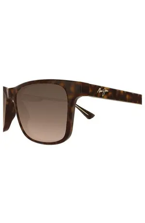 Maui Jim Okina 55mm Polarized Rectangular Sunglasses - Tortoise