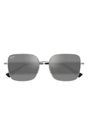 Maui Jim Lipine 55mm Polarized Flat Front Square Sunglasses - Silver