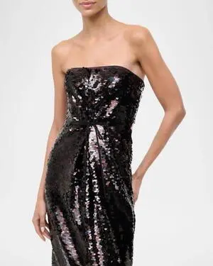 Staud Cece Sequined Strapless Maxi Dress