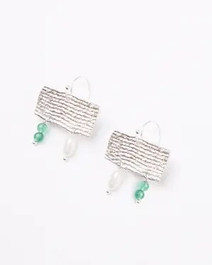 COG Vessel Earrings With Freshwater Pearls And Chalcedony