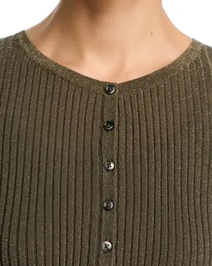 LESET Blake Rib Crew Cardigan - Moss