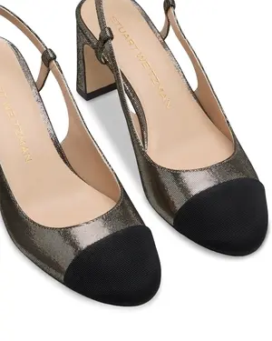 STUART WEITZMAN Babette Slingback Pumps - Platino/black