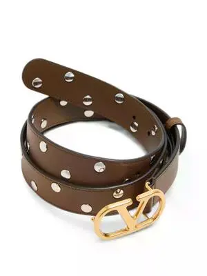 Valentino Garavani Vlogo Signature Belt In Shiny Calfskin - Brown