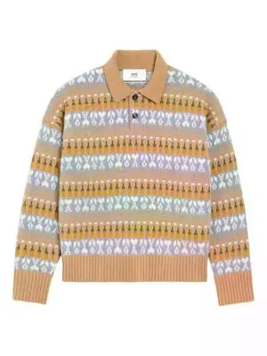 Ami Fair Isle-knit Polo Sweater